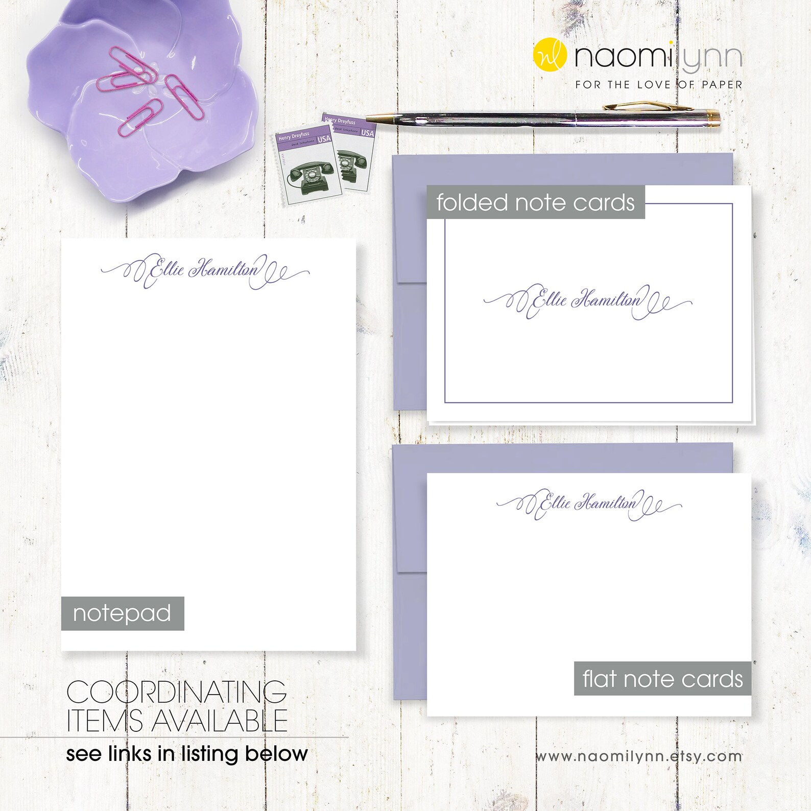 Personalized note card set PERFECTLY ELEGANT set of 12 | Etsy