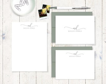 Complete Personalized Stationery Set EXQUISITE SCRIPT | Etsy
