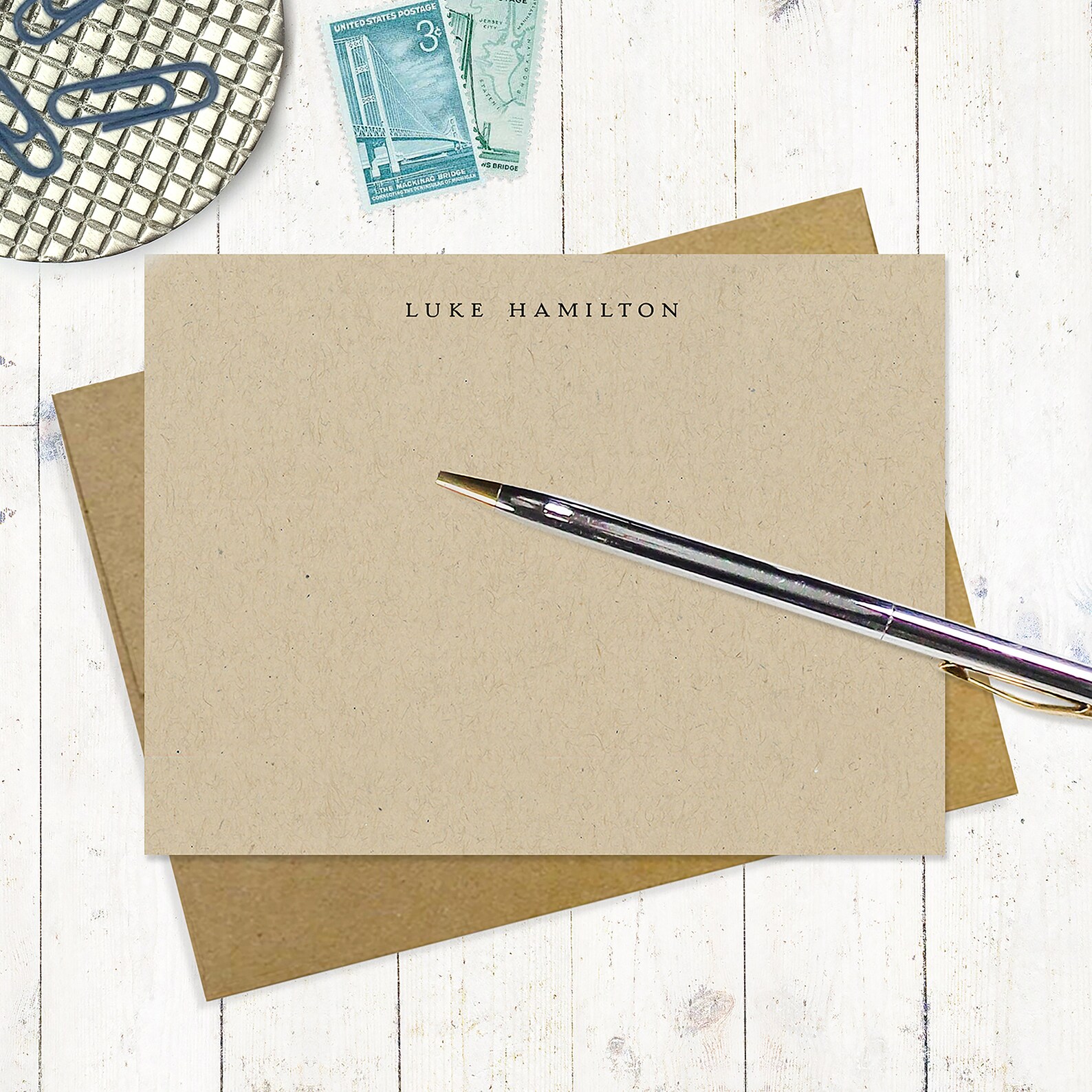 Personalized Note Card Set PERFECTLY SIMPLE on KRAFT - Etsy