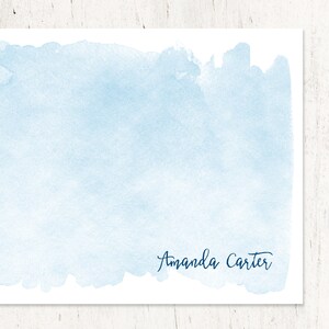 Complete Personalized Stationery Set - BLUE WATERCOLOR WASH - Custom ...