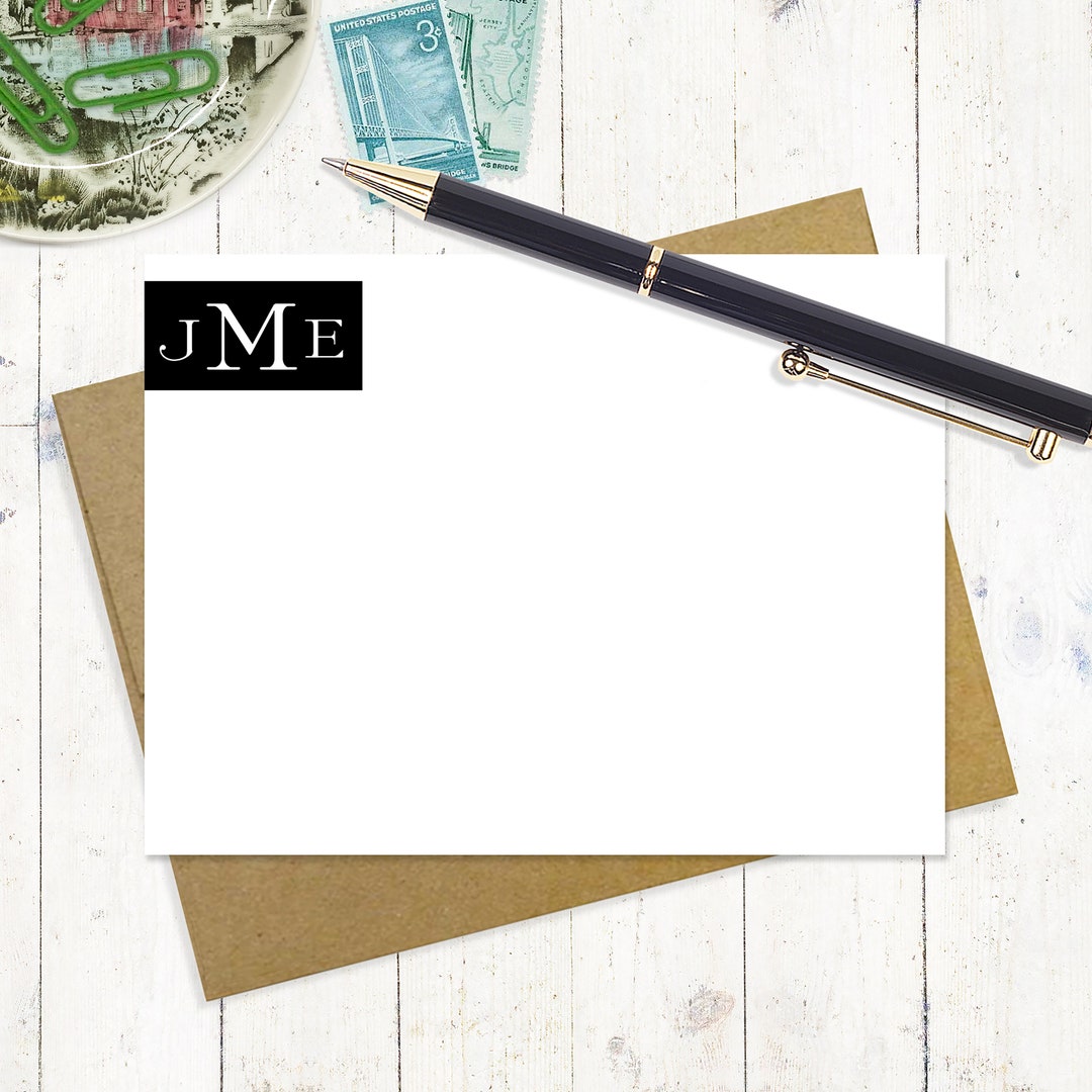 Personalized Note Card Set STATELY MONOGRAM Masculine - Etsy
