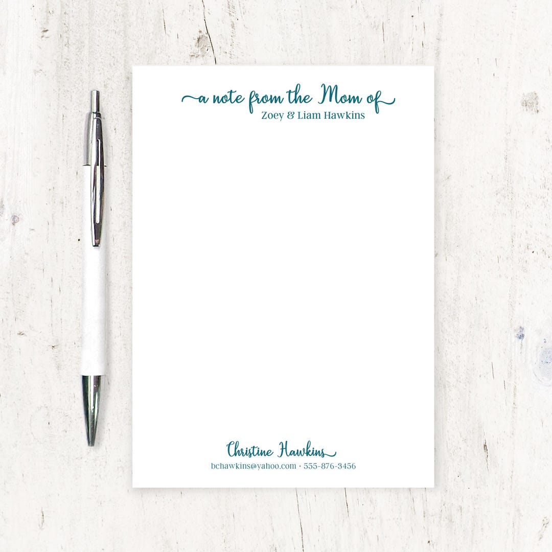 Personalized Notepad - CHIC From the MOM of - Note From Mom Modern ...