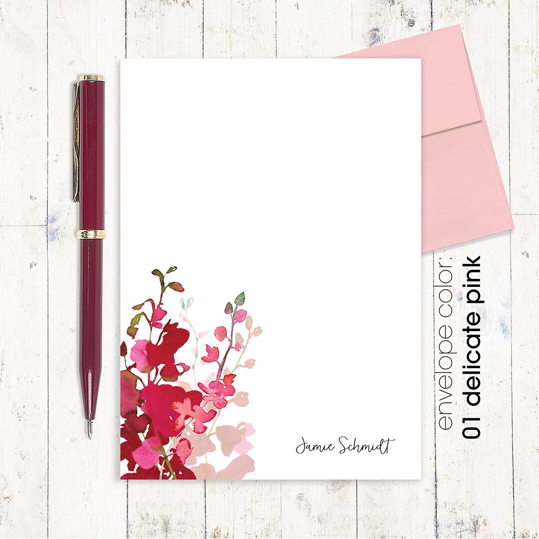 Personalized notePAD RED WATERCOLOR ORCHID personalized | Etsy
