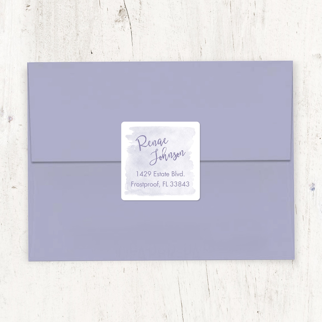 Personalized Return Address LABEL - PURPLE WATERCOLOR Wash - Sticker ...
