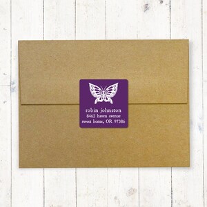 Personalized Return Address LABEL BUTTERFLY Sticker Square Label Free ...