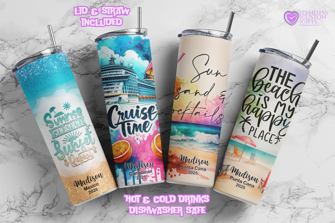 Personalized Beach Vacation Tumbler, Custom Travel Mug, Bridesmaid Gift ...