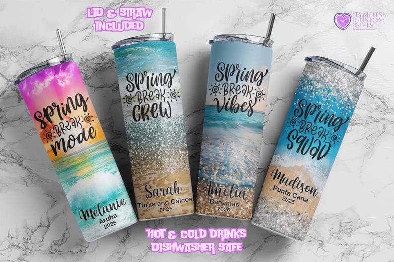 Personalized Spring Break Tumbler: Custom Vacation Trip Cups - Etsy