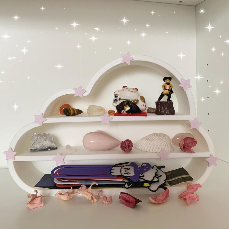 Cloud Shaped Desk Shelf | Pink/yellow Stars | Kawaii Desk Organizer ...