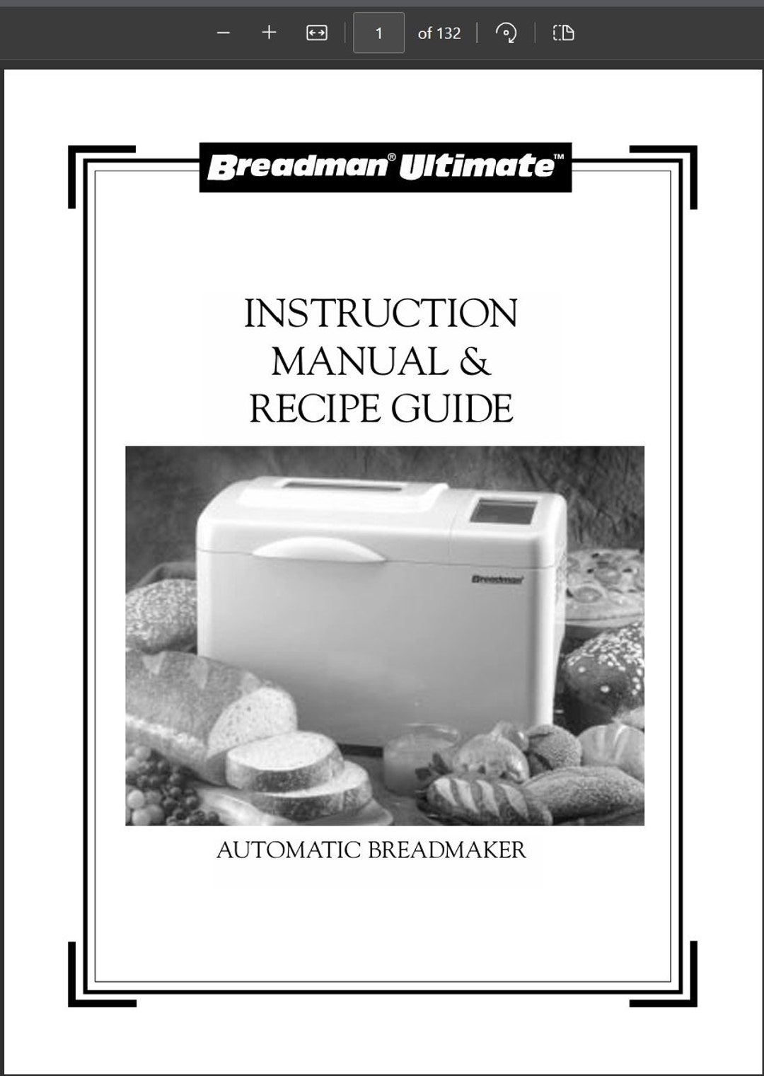 Digital PDF Breadman TR4000 Ultimate Plus Manual & Recipe Guide ...