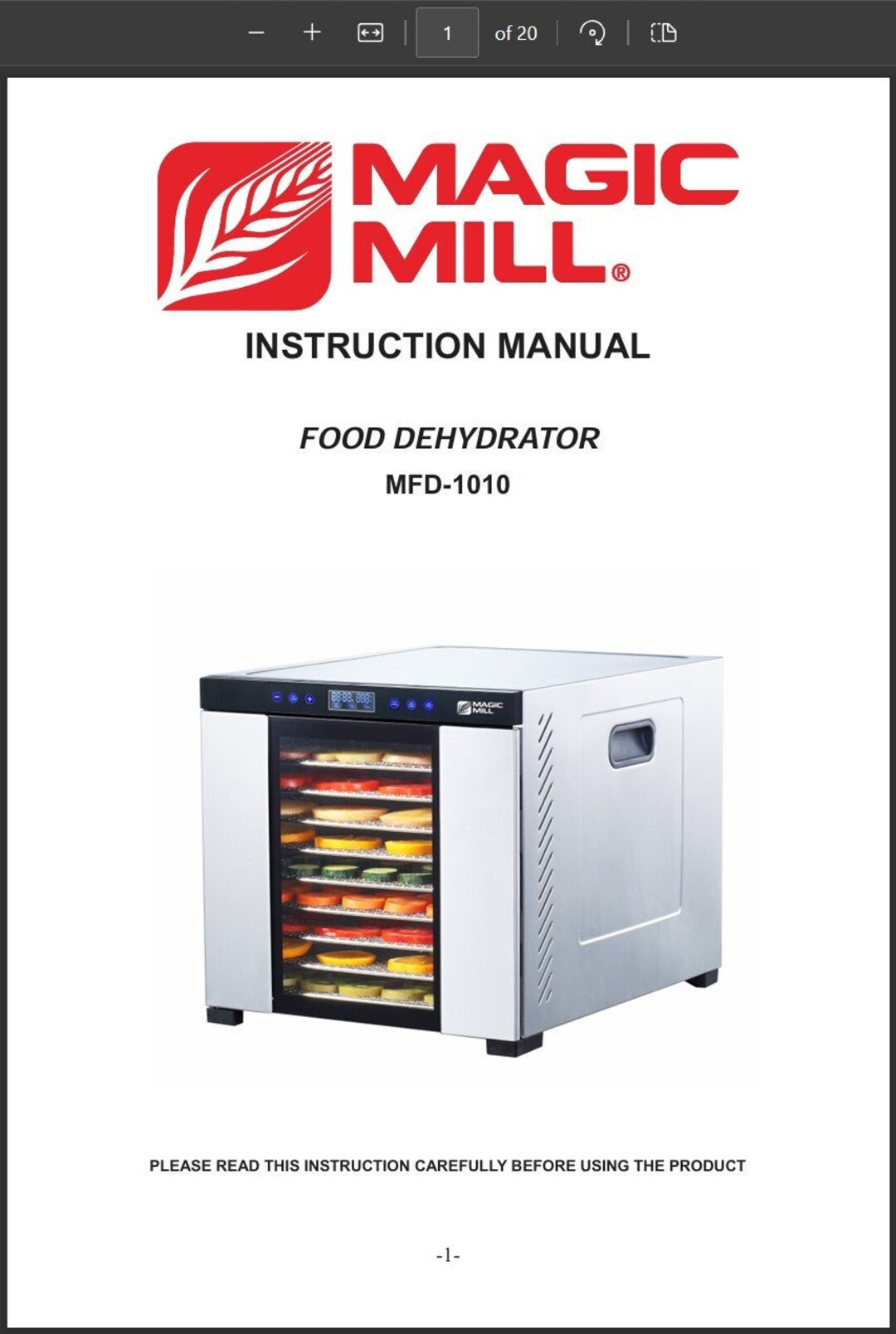 Magic Mill MFD-1010 Manual With Recipes Food Dehydrator PDF - Etsy