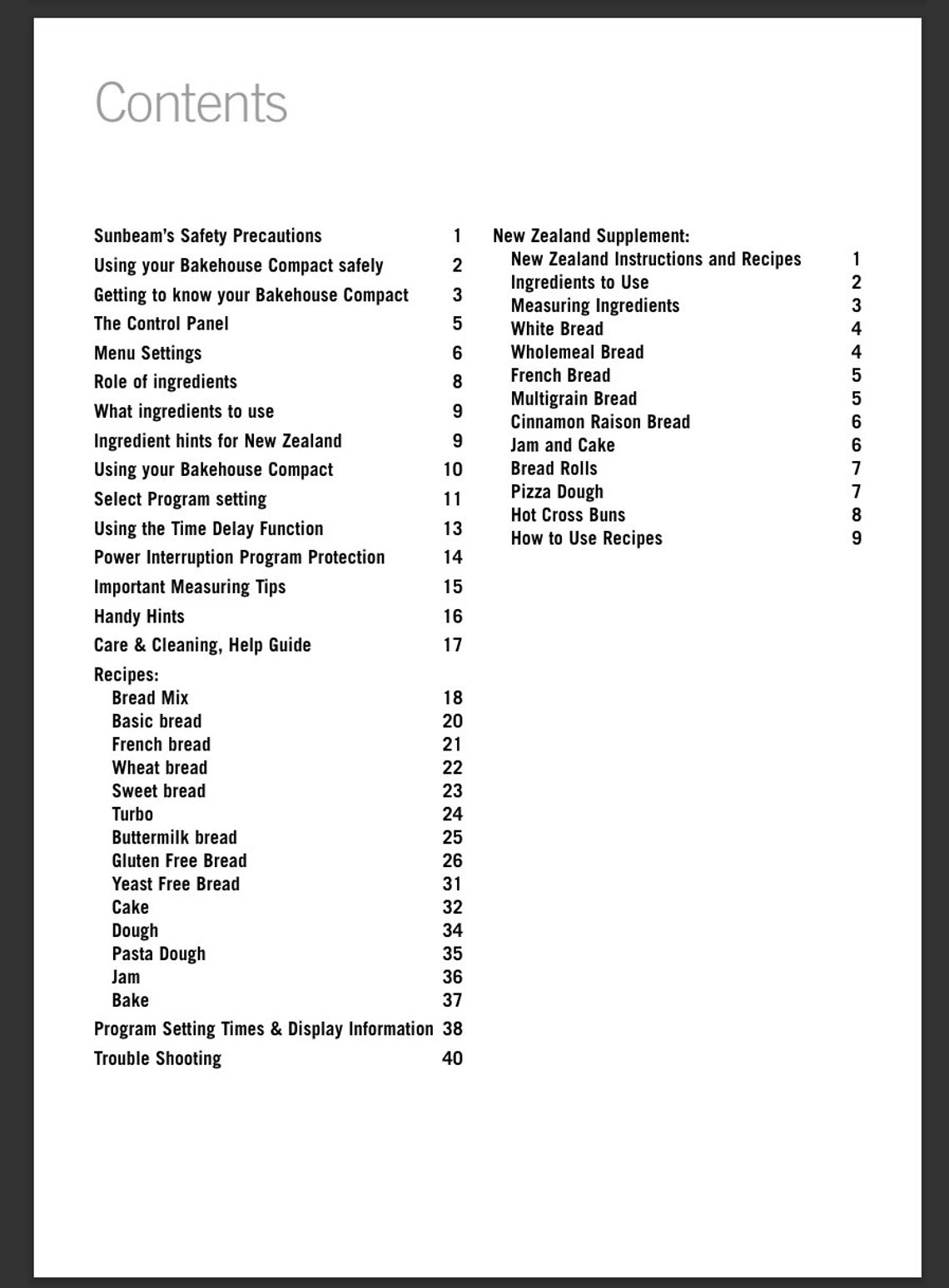 Sunbeam Bakehouse Compact Automatic Dough & Bread Maker Instructions ...