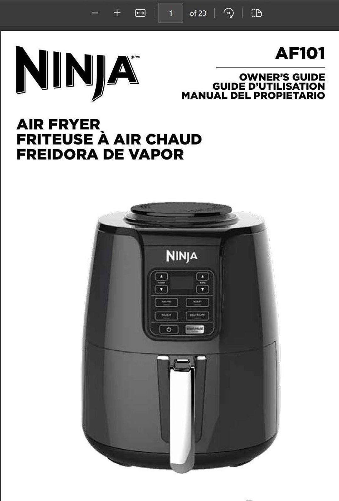 Digital Only PDF Ninja AF101 AF101C Original Manual and Recipes Guide ...