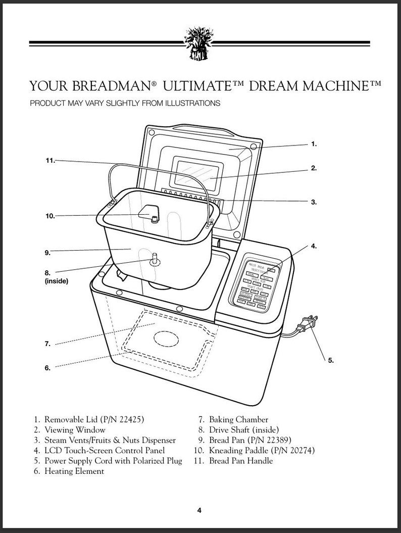 Digital Only PDF Breadman TR4000 Ultimate Plus Manual & Recipe Guide ...