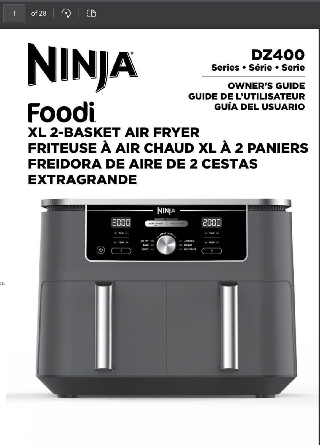 Digital Only Ninja DZ400 DZ401C Series 2 Basket Original Manual and ...