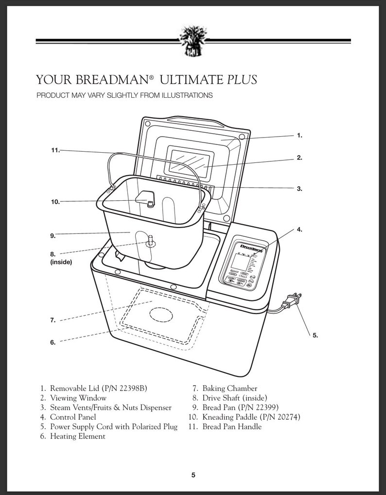 Digital Only PDF Breadman TR2500BC Ultimate Plus Manual & Recipe Guide ...