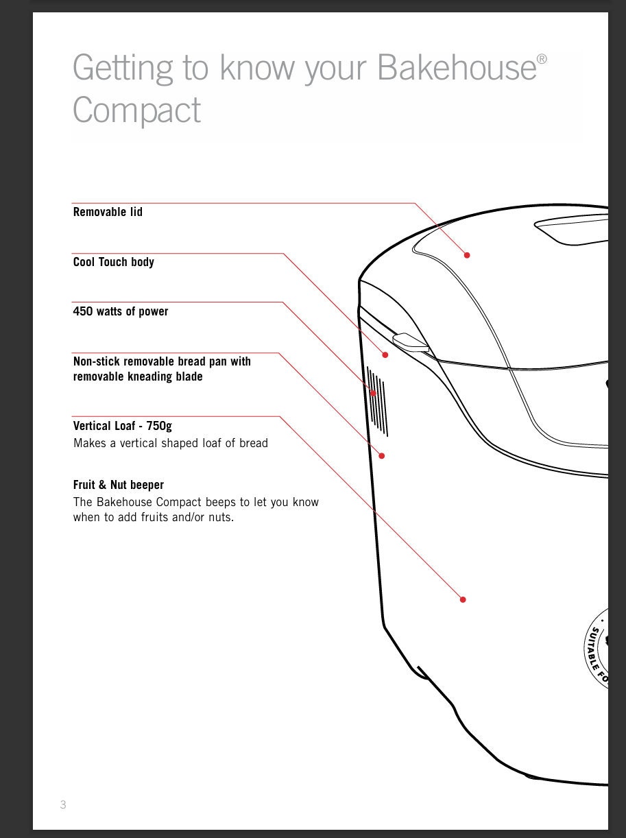 Sunbeam Bakehouse Compact Automatic Dough & Bread Maker Instructions ...