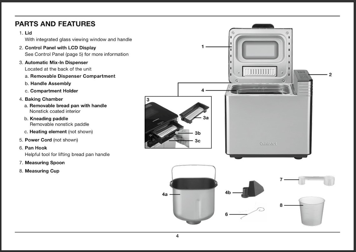 Cuisinart CBK-210 Manual & Recipe Booklet Compact Automatic Bread Maker PDF - Etsy