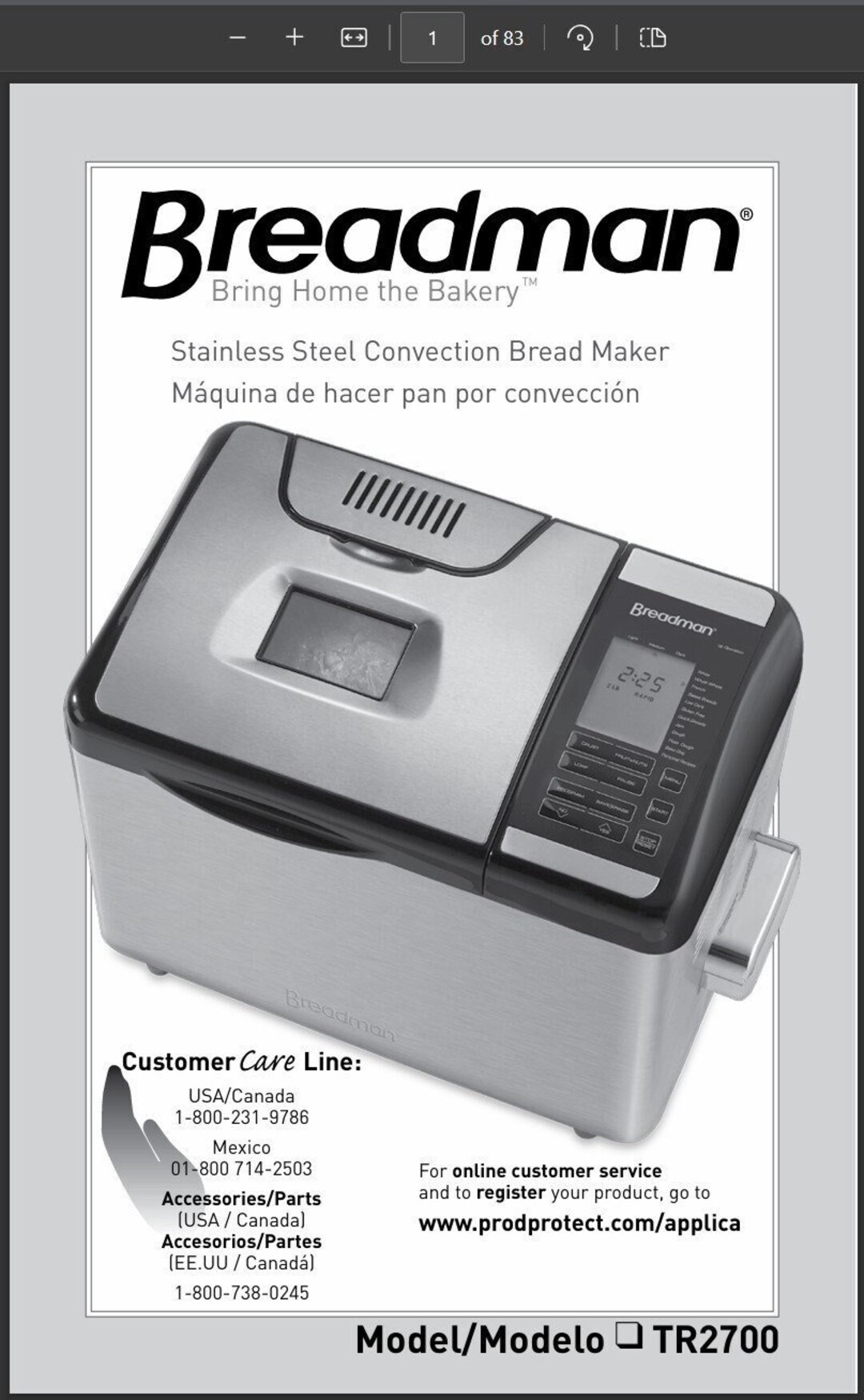Digital PDF Breadman TR2700 Ultimate Plus Manual & Recipe Guide Automatic Bread Maker PDF - Etsy