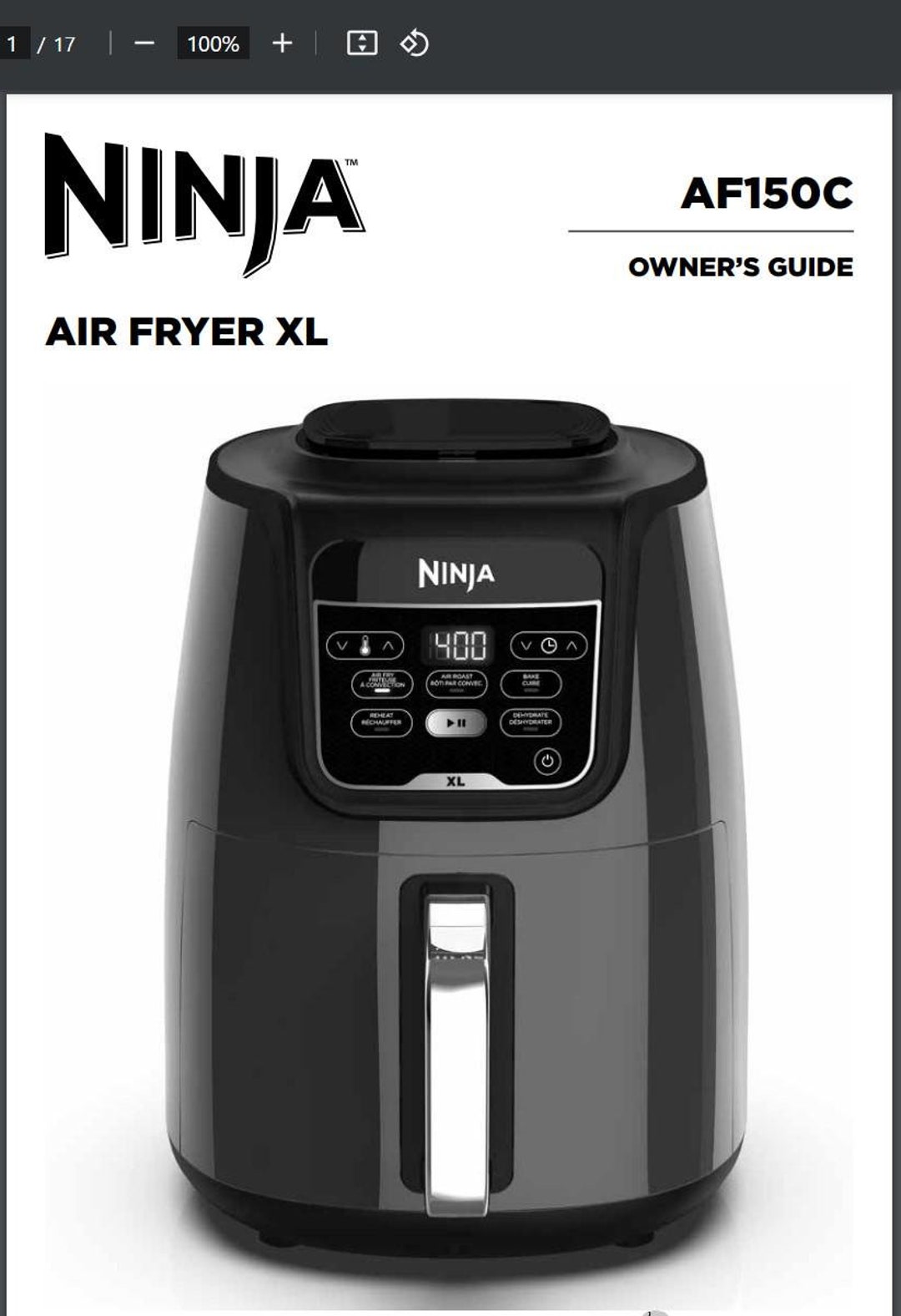Digital Only PDF Ninja AF150 & AF150C XL Original Manual and Recipes ...