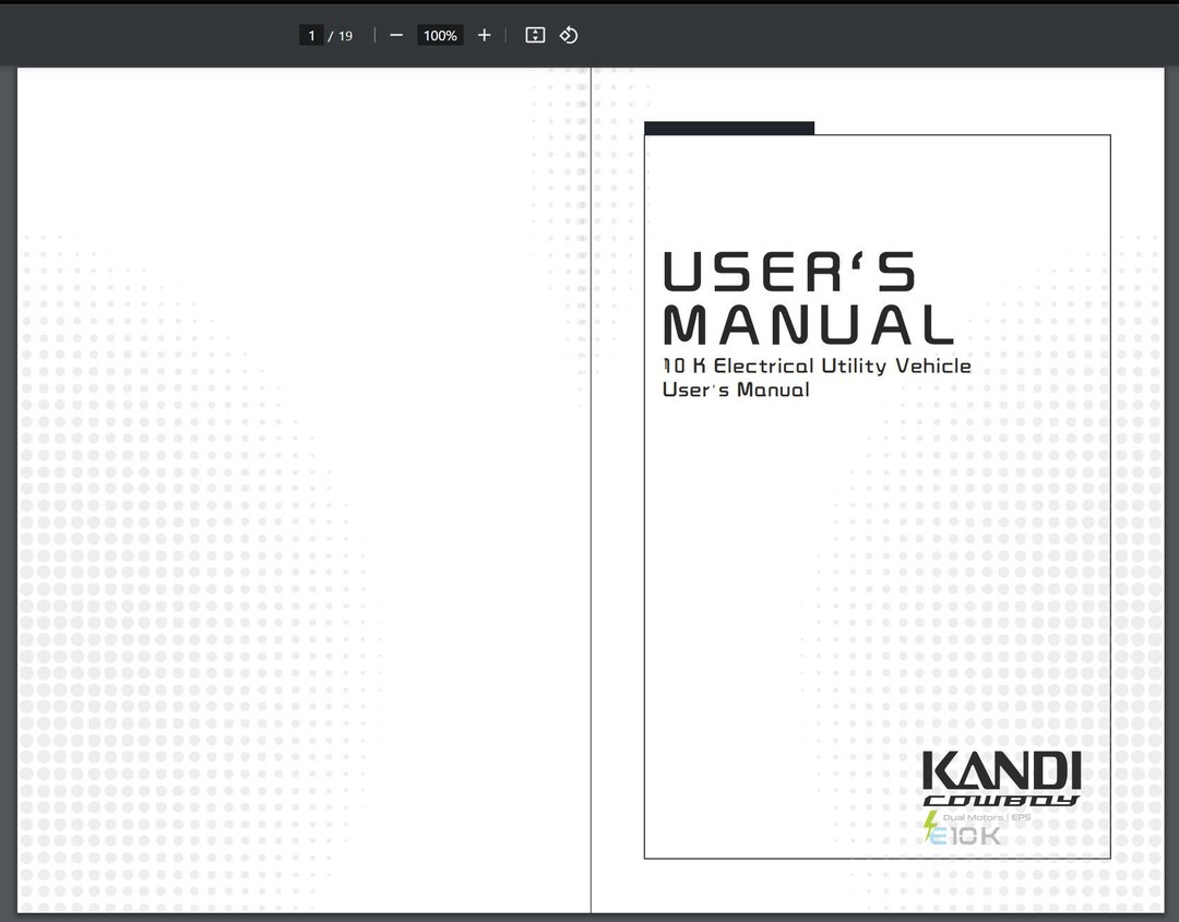 PDF Kandi Cowboy 10k Electrical Utility Vehicle User's Manual PDF - Etsy