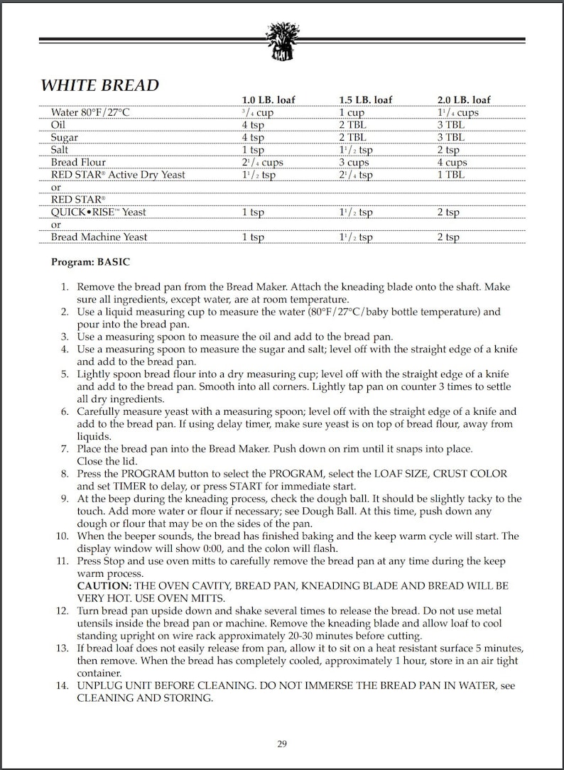 Digital Only PDF Breadman TR520 Manual & Recipe Guide Automatic Bread ...