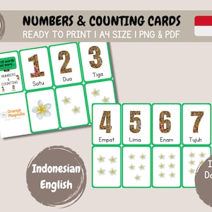 Printable Flashcards Indonesian & English | 40 Numbers and Counting ...