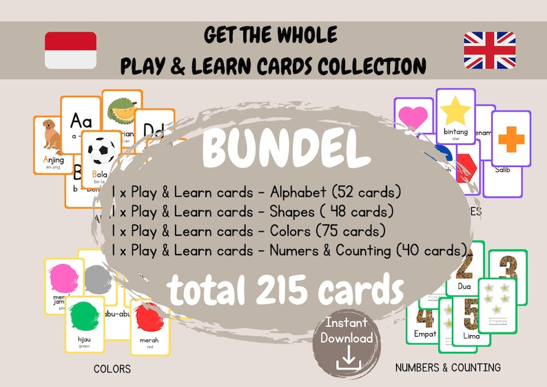 Printable Flashcards Indonesian and English | Mega Bundle Flashcards ...