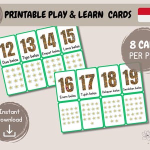 Printable Flashcards Indonesian & English | 40 Numbers and Counting ...