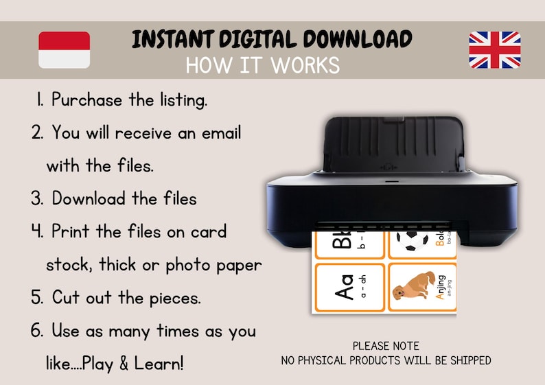 Printable Flashcards Indonesian and English | Mega Bundle Flashcards ...