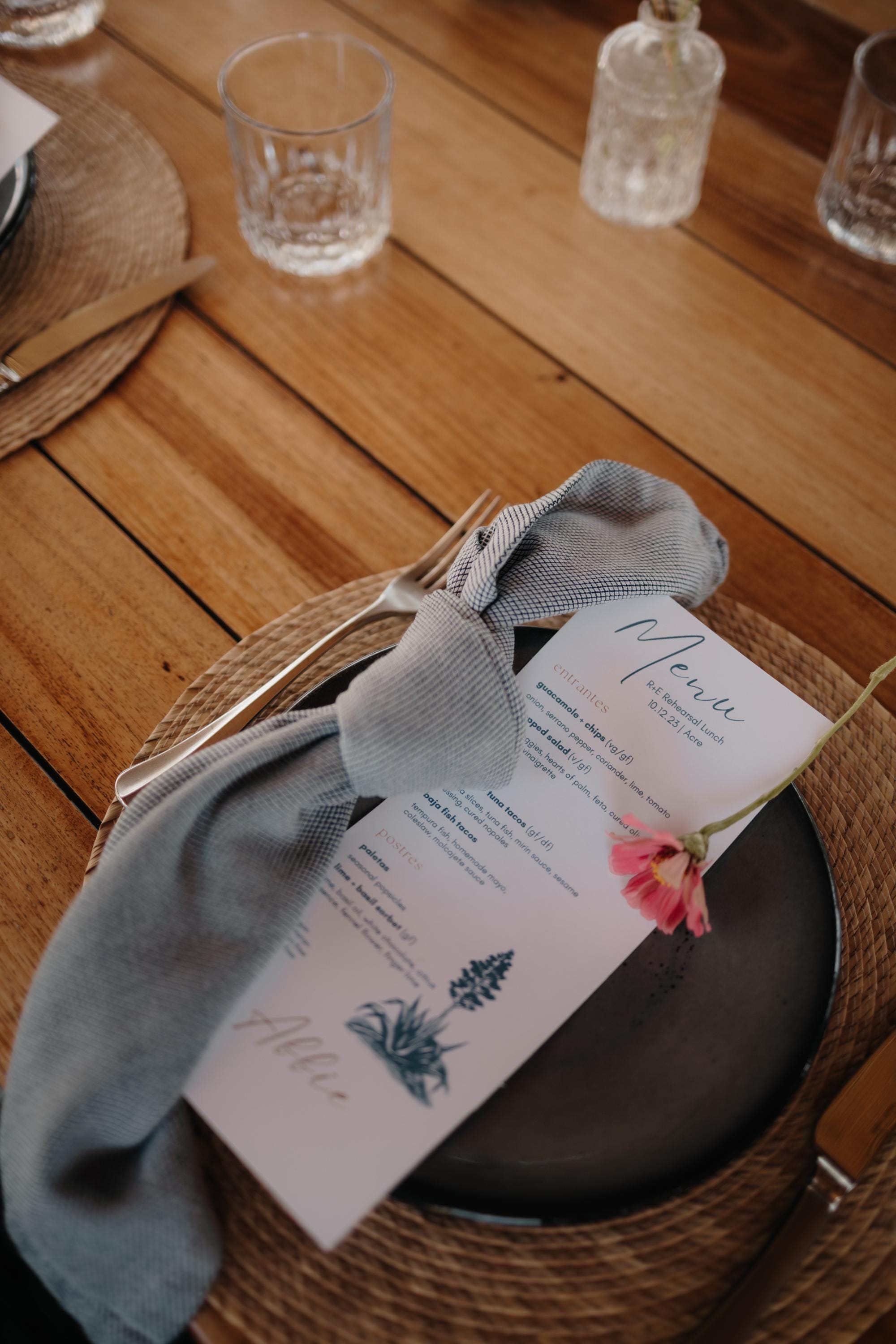 Rehearsal and Wedding Dinner Menu, Customized Dinner Menu, Mexican and ...