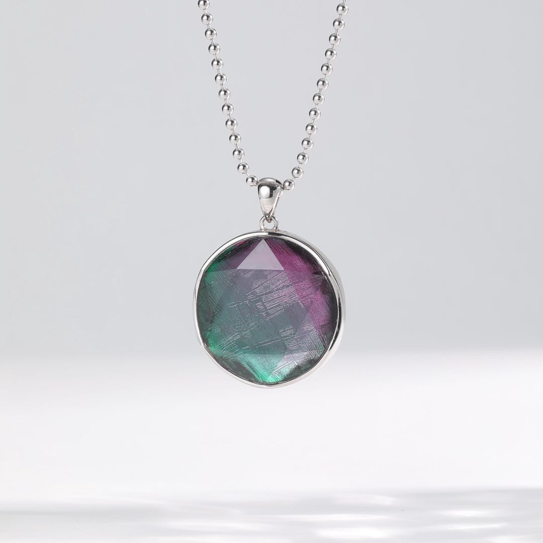 Genuine Meteorite Pendent, Sterling Silver Necklace, Crystal Fantasy ...