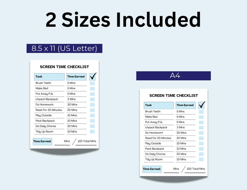 Printable Editable Screen Time Checklist Editable Daily Screen Time ...