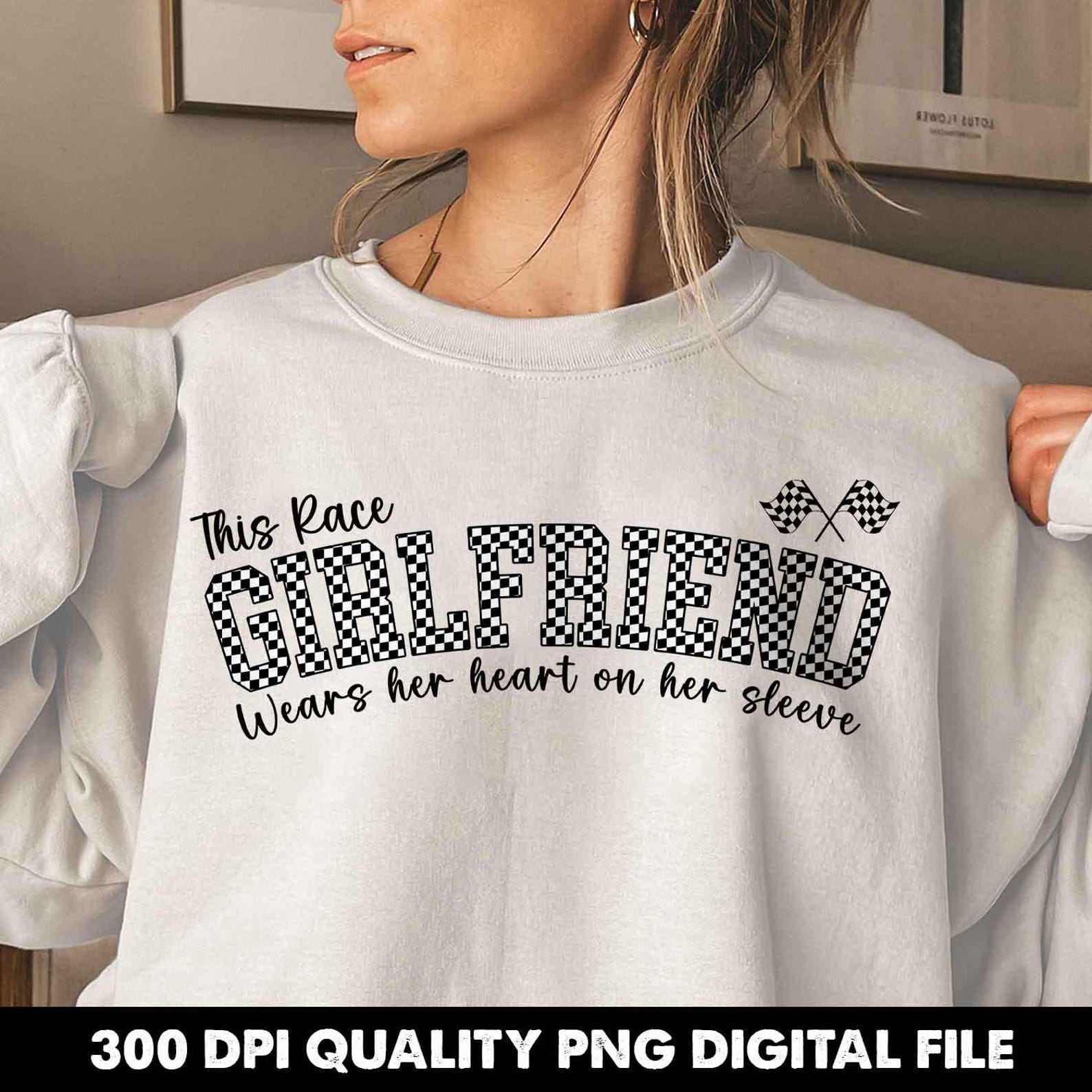Race Girlfriend Wears Her Heart on Her Sleeve PNG, Custom Name With ...