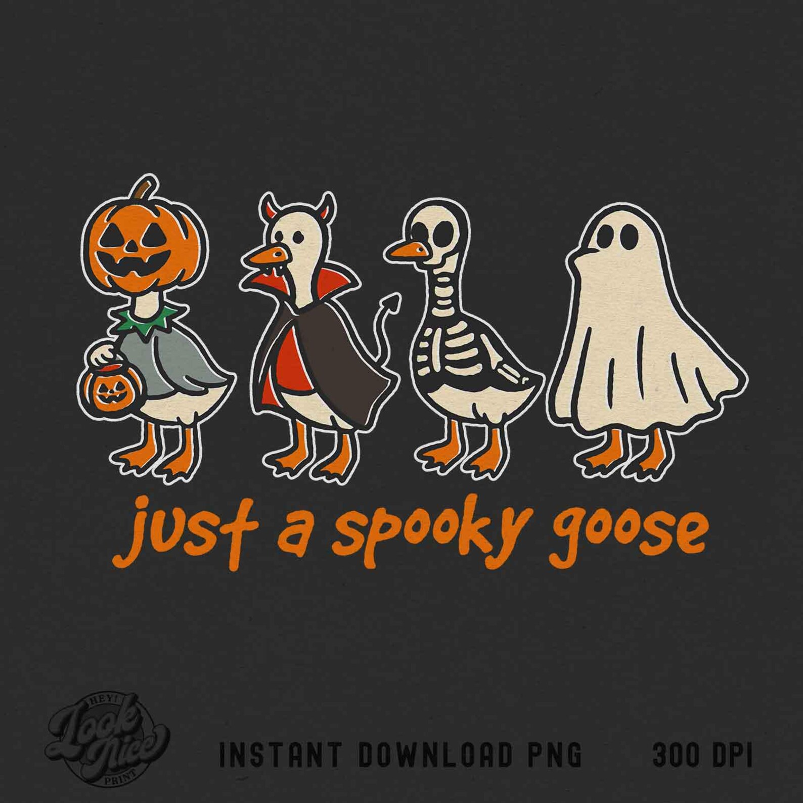 Funny Spooky Goose Halloween PNG: Retro Horror Monster - Etsy