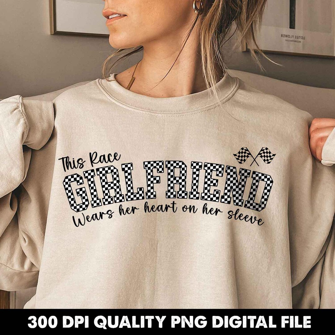 Race Girlfriend PNG: Custom Name Checkered Flag Design (digital ...