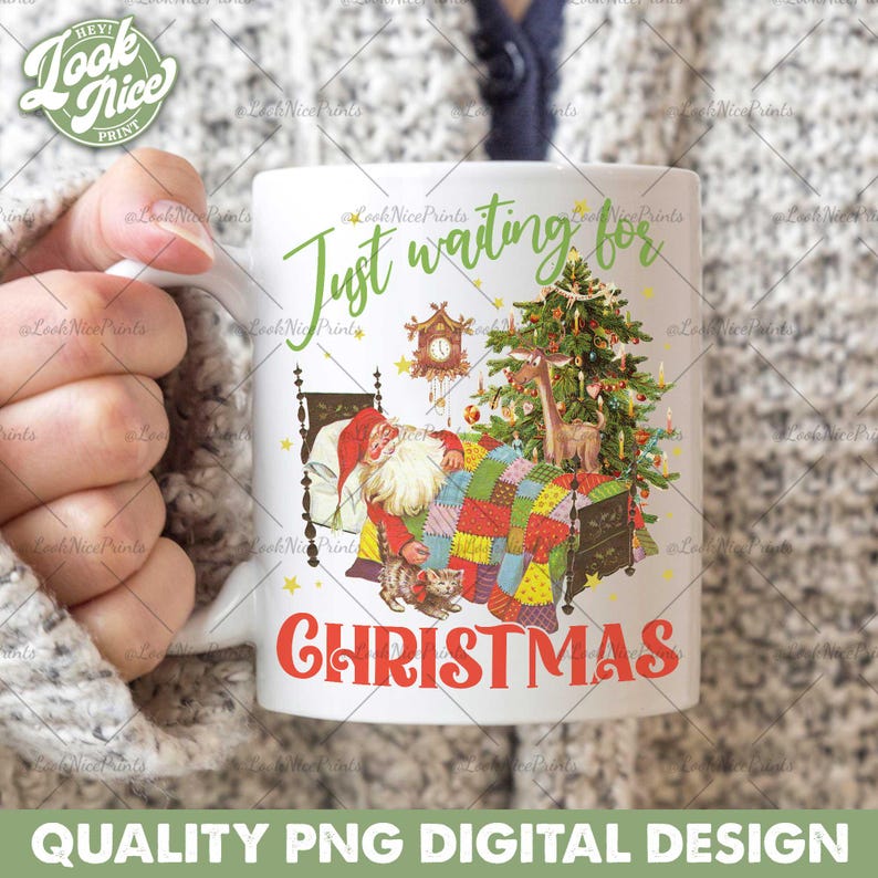Retro Sleeping Santa PNG, Christmas T-shirt Design (digital Download ...