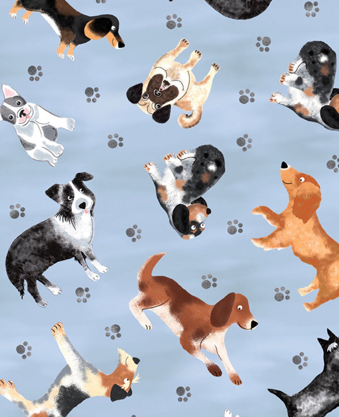Fabric Timeless Treasures Tossed Faded Dogs Dog-c7749-blue - Etsy