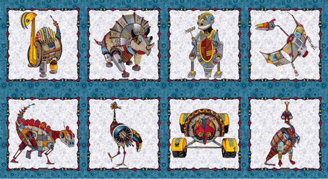 Fabric Blank Quilting - Dino Punk Blocks - DINOPUNK-B-1258-70 by June ...