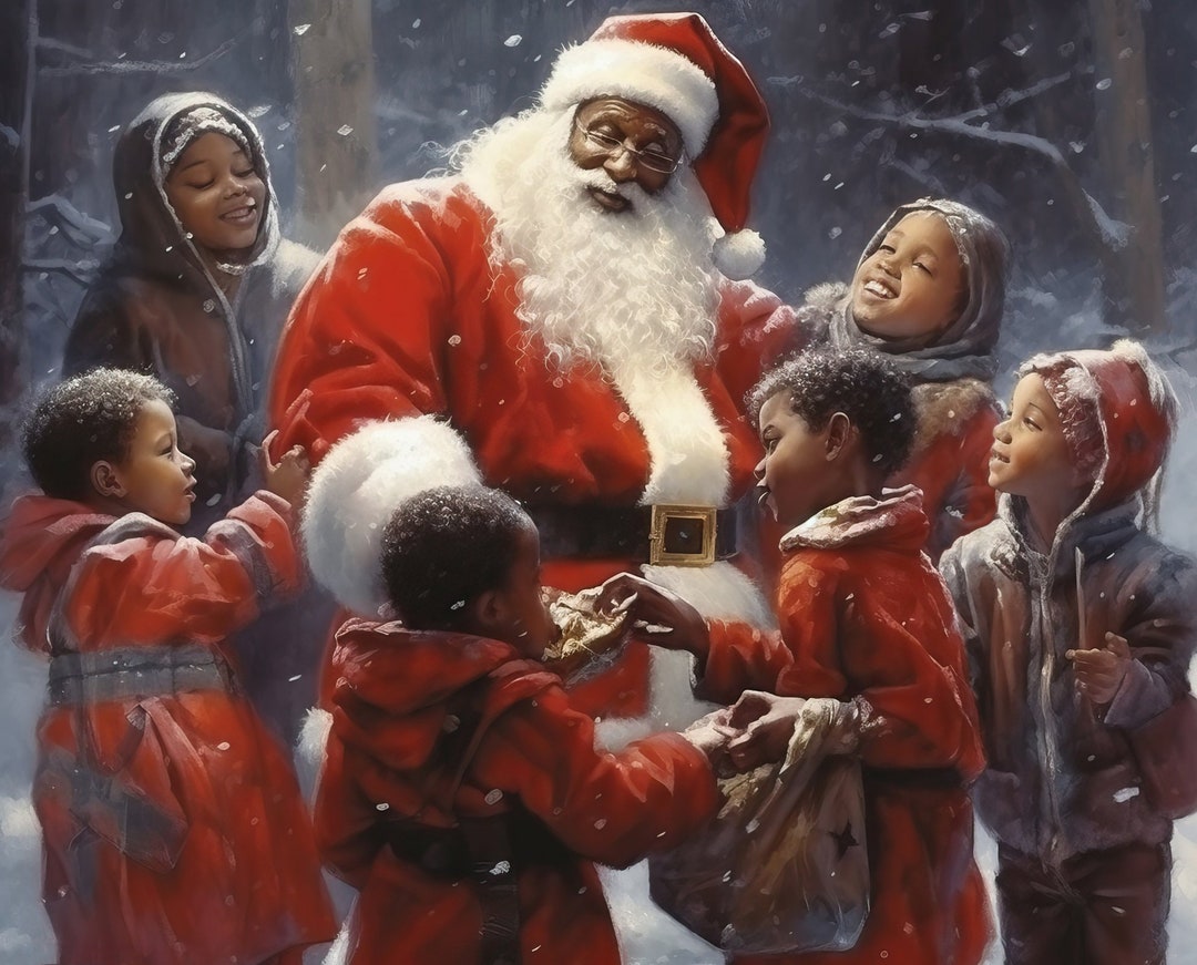 Fabric Panel GL-0076-3C-1 Multi - Santa With Children Panel Lovely ...
