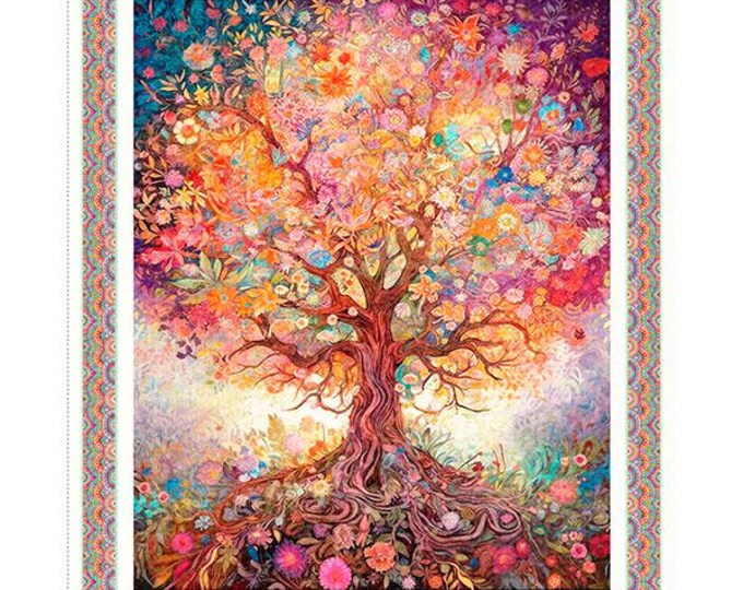Fabric - QT Fabrics Spring Bling PANEL Tree of Life Fantasy Colorful - Etsy