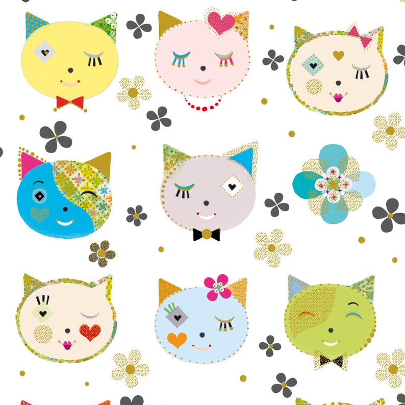 Fabric QT Fabrics Kitty Cats Collection Cat Faces and - Etsy