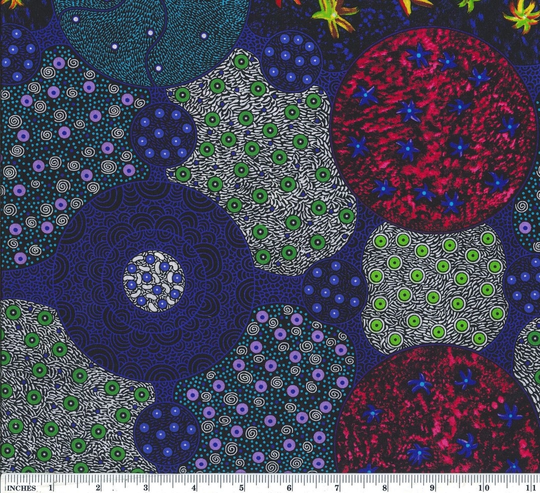 Fabric M&S Textiles Australia Aboriginal Art Wild Bush Tomato and Apple ...