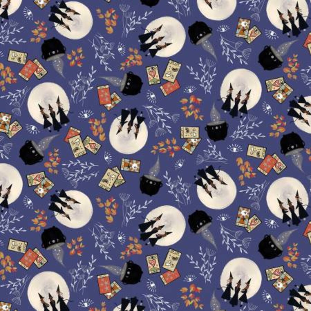 Fabric - P&B Textiles Practical Magic Halloween Tarot Toss # PMAG5361-V ...