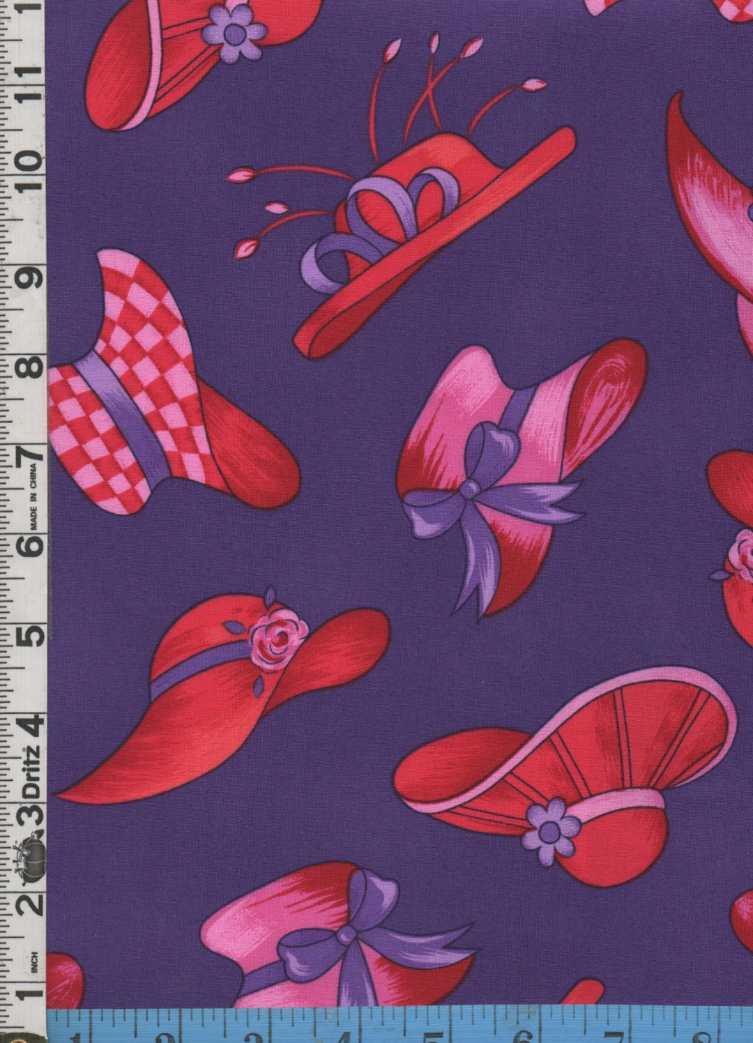 Fabric Marcus Brothers Sassy Red Hats Ladies Tossed on Purple - Etsy