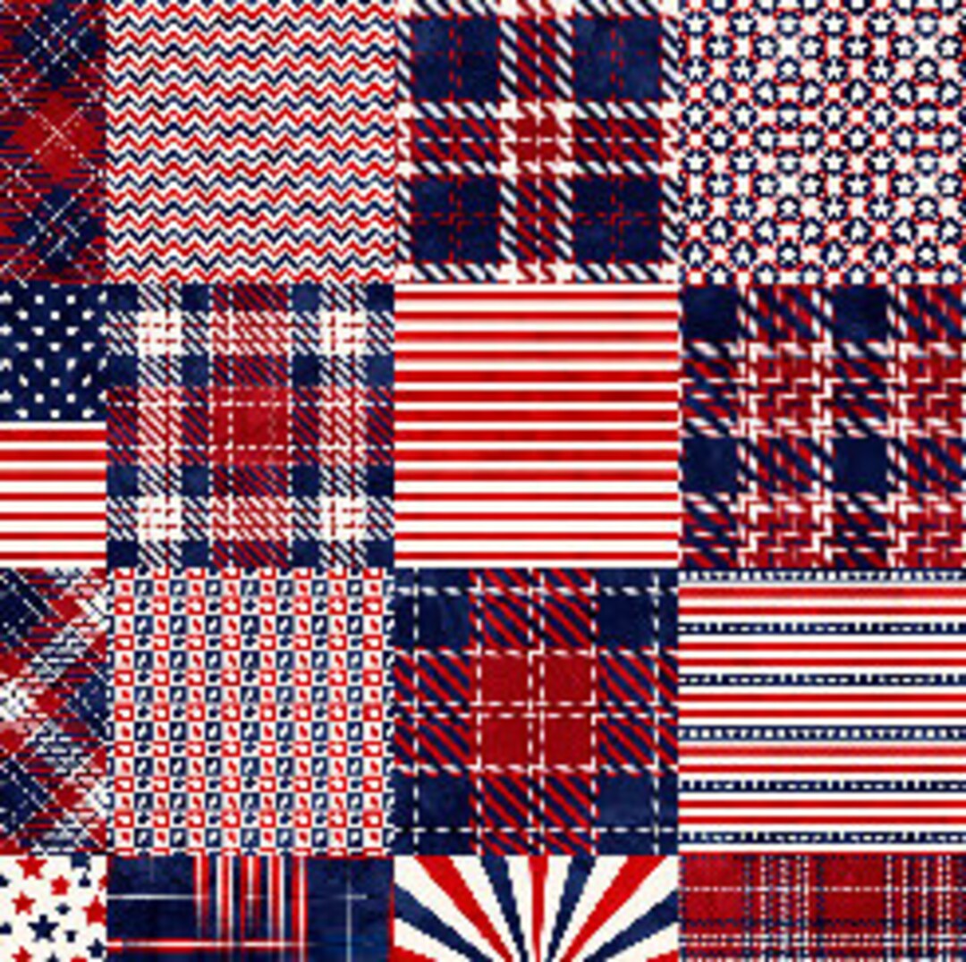 Fabric QT Fabrics - INDIVISIBLE - Patriotic Patchwork - X - Red, White ...