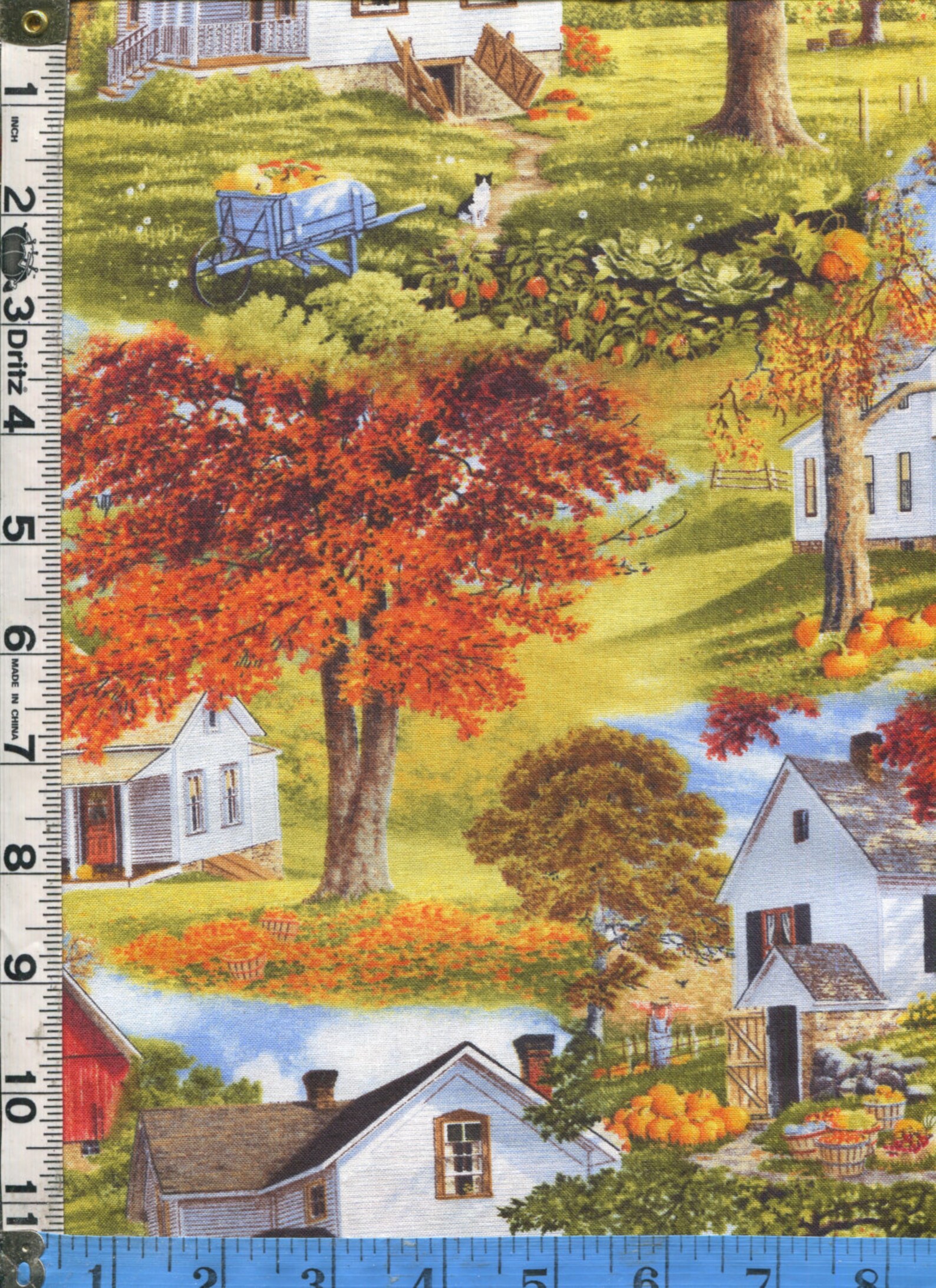 Fabric Wilmington Harvest Collection Autumn Scenic Homes Fall - Etsy