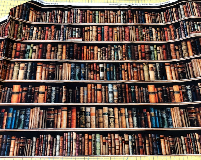 Fabric - QT Fabrics - Bookworm Collection Dan Morris Bookshelf Border ...