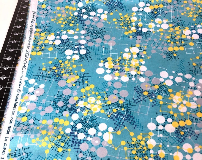 Moda Fabric Zen Chic Brigitte Heitland SPHERE on Aqua Out of Print ...