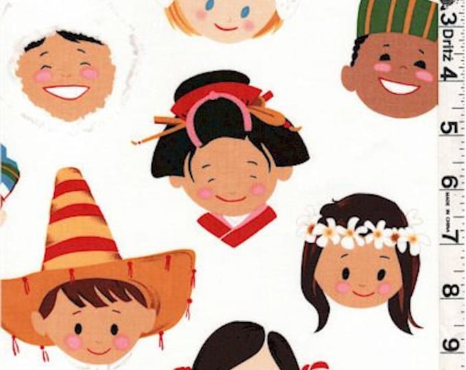 Fabric Alexander Henry Smiles Around the World Multicultural Kids Faces ...