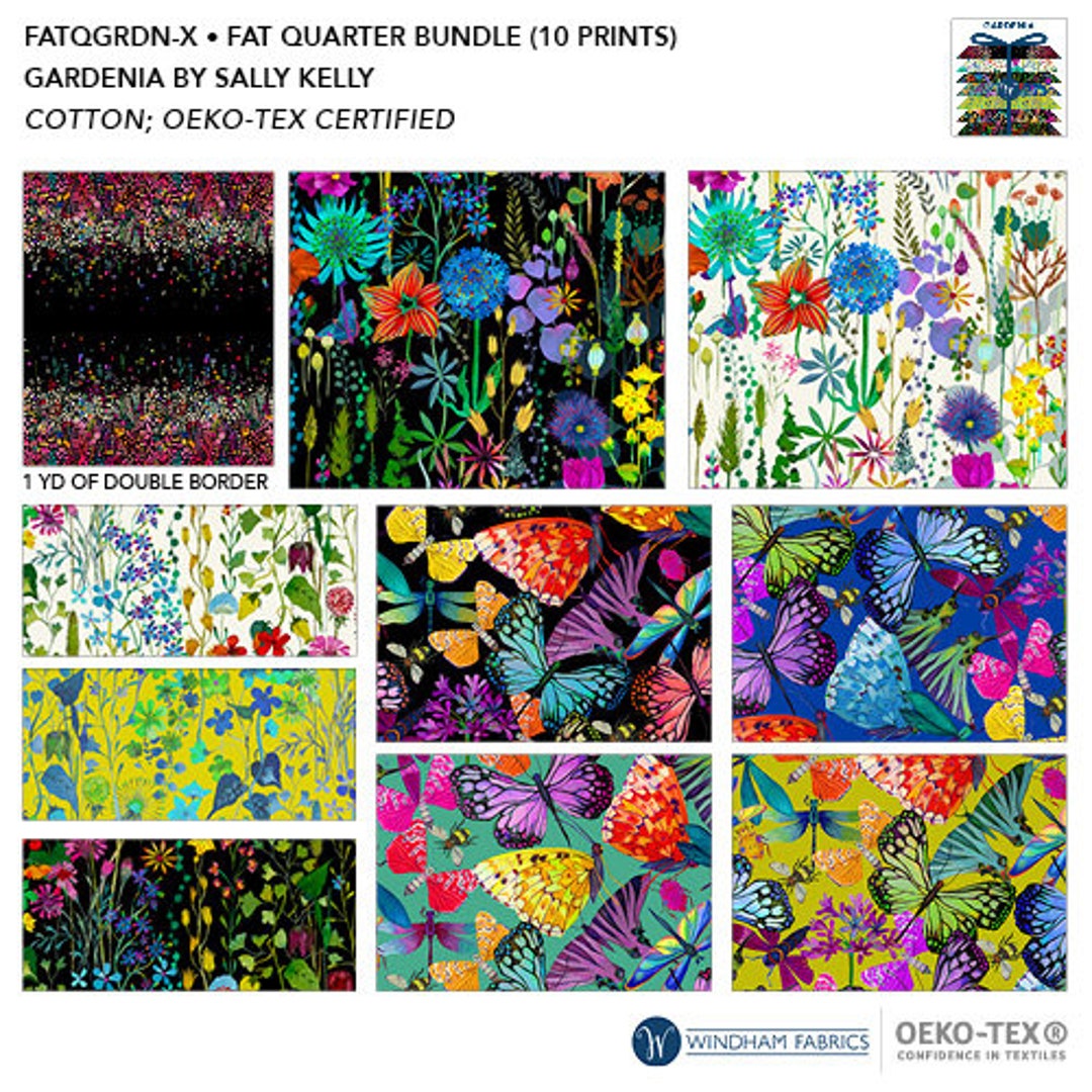 Fabric - Sally Kelly Fat Quarter Bundle for the Gardenia Collection ...